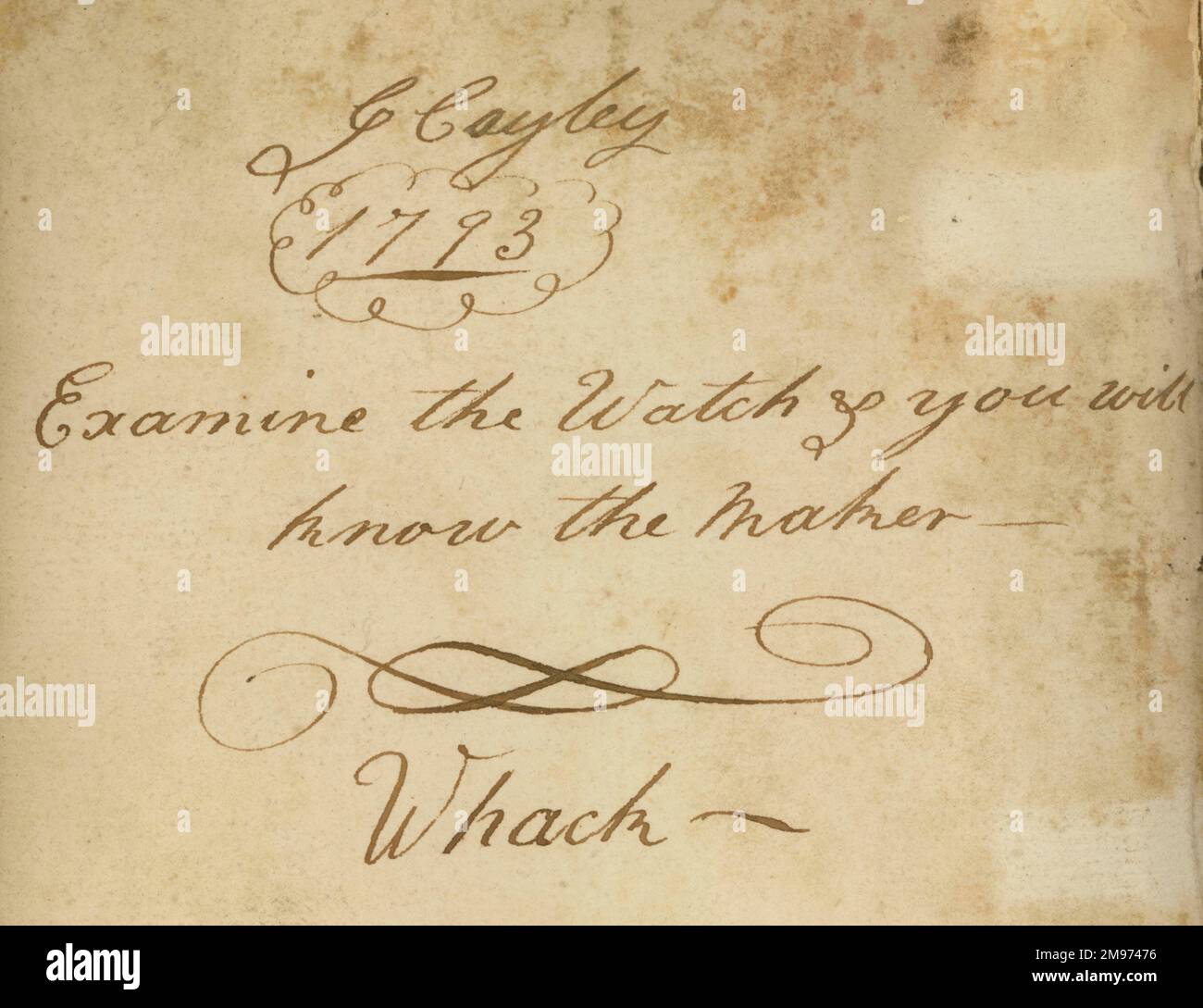 Frontispiece to ‘Motive Power’. 1793. From Cayley’s original notebook ...