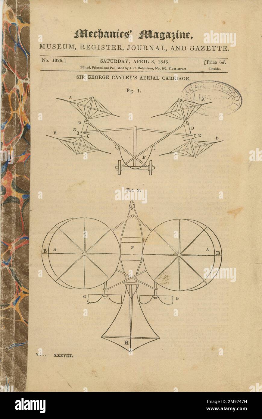 George Cayley’s design for a convertiplane. Front elevation (without ...