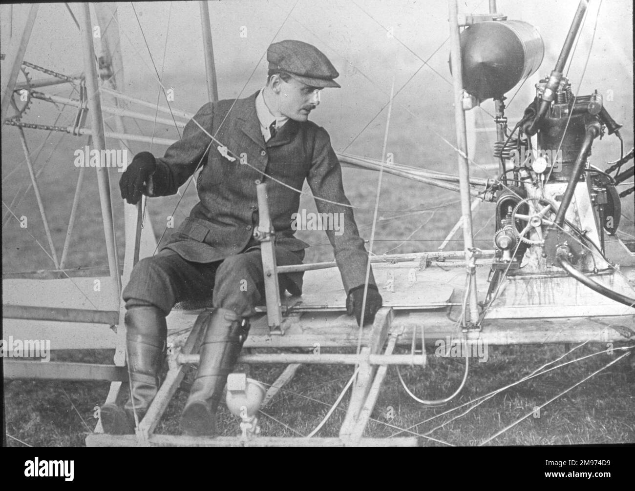 The Hon Charles Stewart Rolls (1877-1910) at the controls of his Wright ...