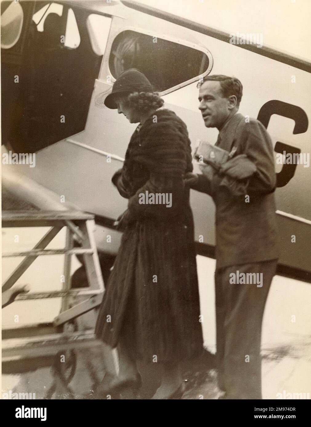 The actress Dorothy Ward with Jim Mollison after whom the Bellanca ...