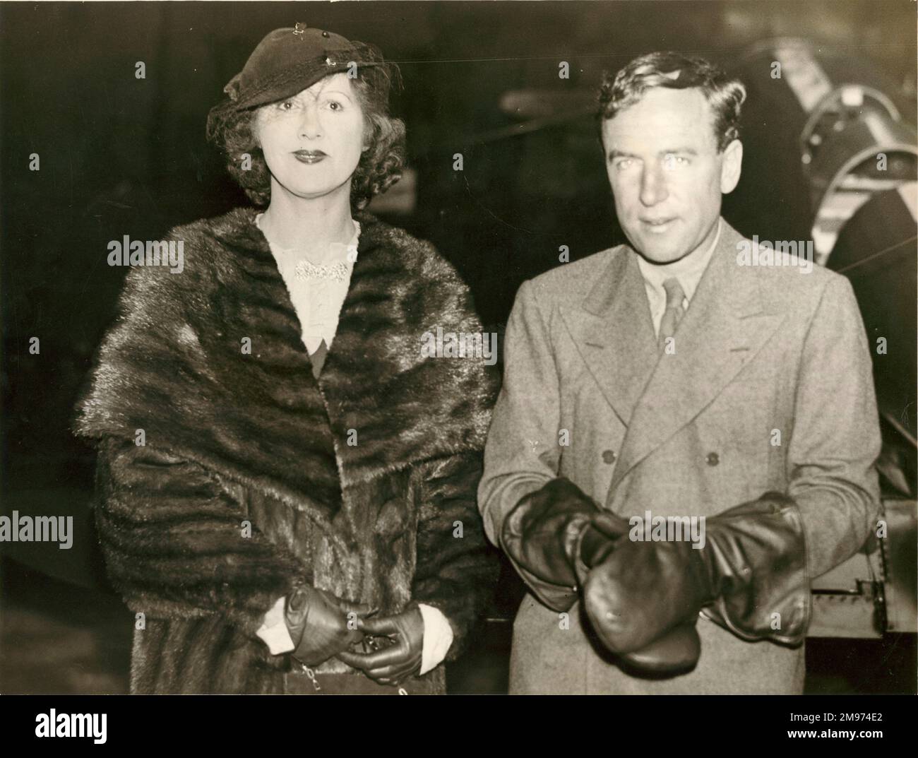 The actress Dorothy Ward with Jim Mollison after whom the Bellanca ...