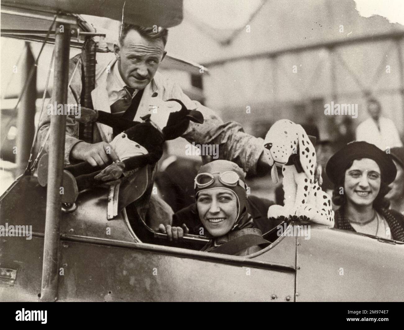 Amy Johnson with her mascots and engineer Jack Humphries before leaving ...
