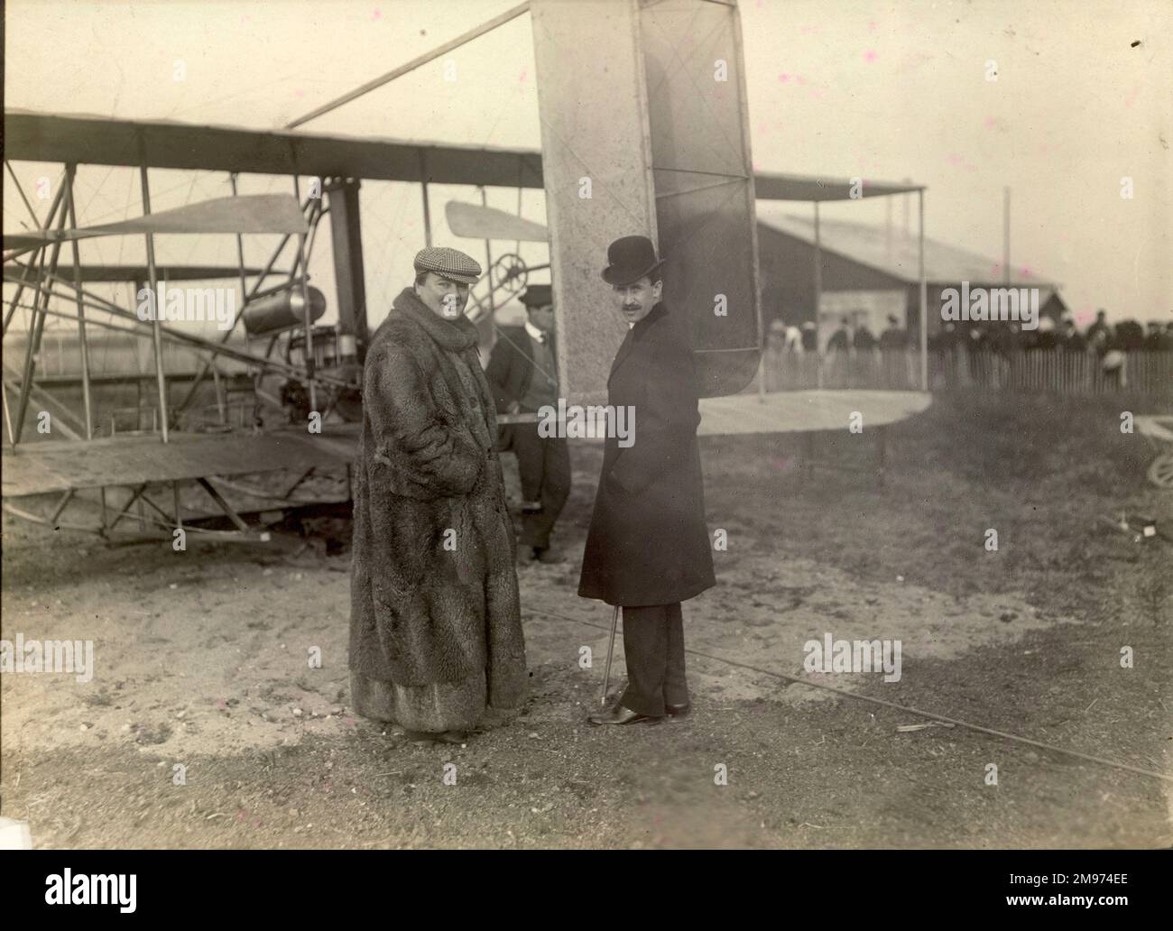 Lord Northcliffe and Orville Wright with the Wright A at Pau, 1909 ...