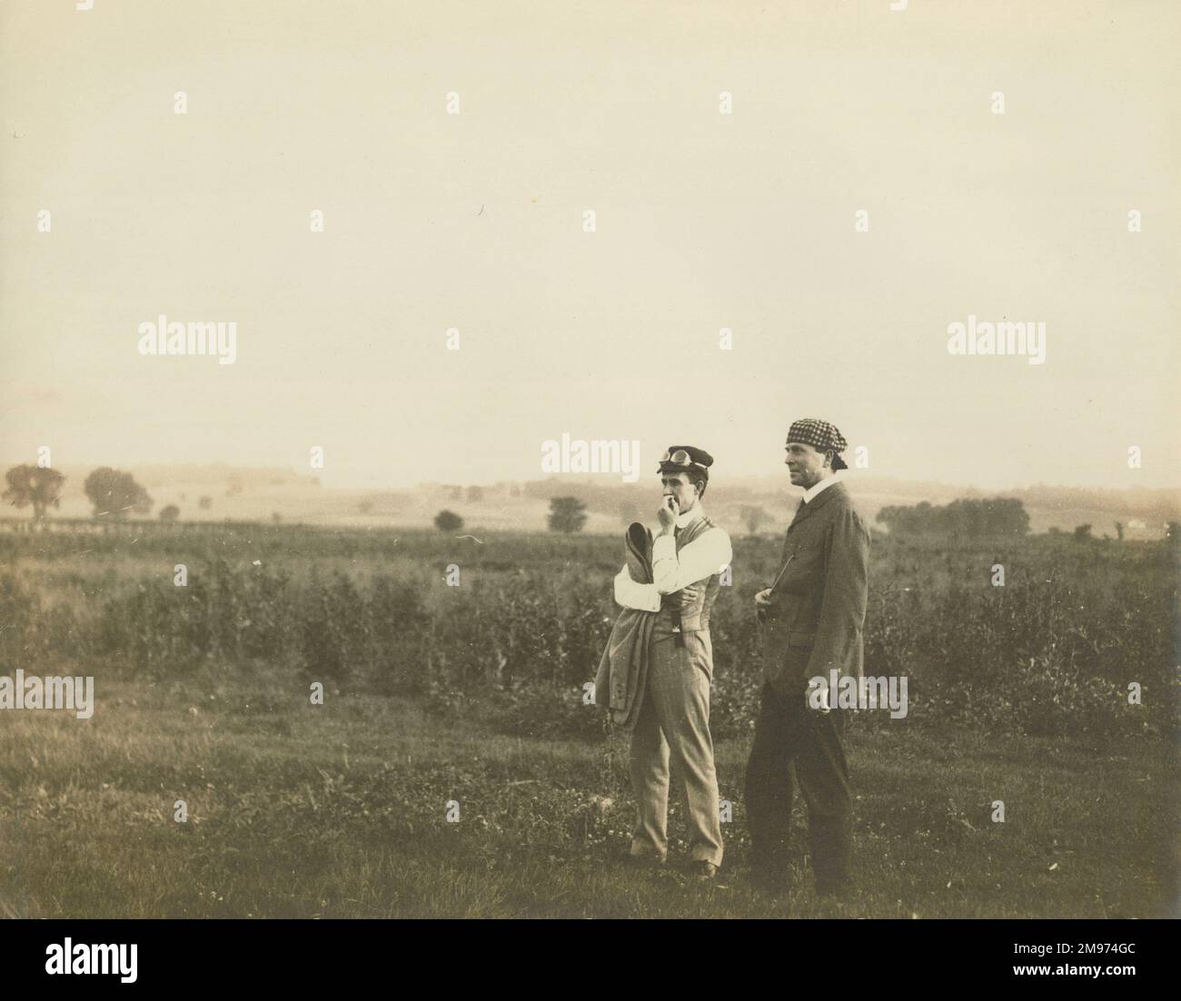 Orville Wright and Griffith Brewer at Huffman Prairie, 1914 Stock Photo ...