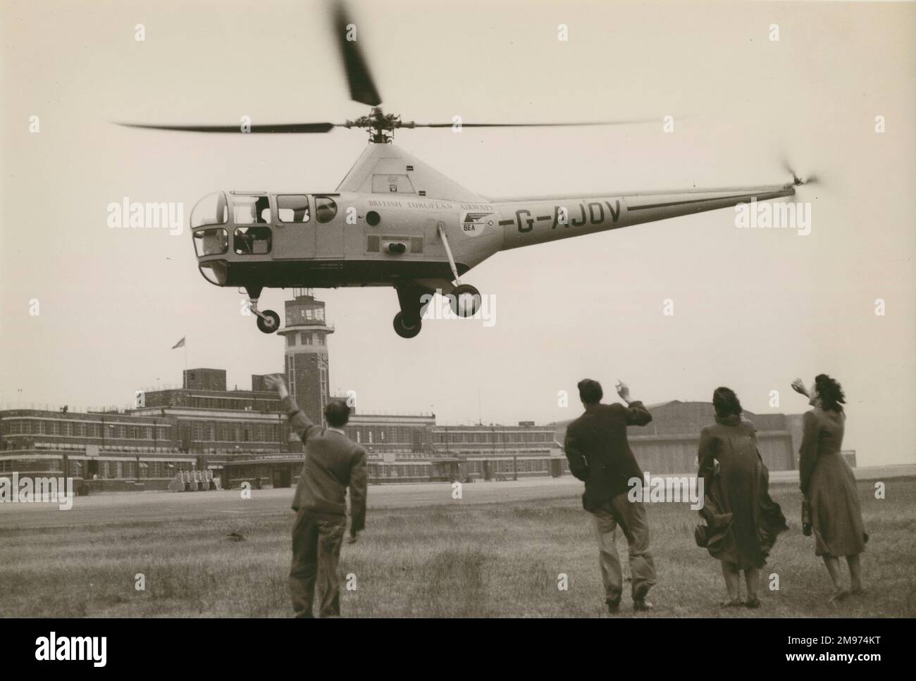 Westland Sikorsky S-51, G-AJOV, Sir Lamorak, of BEA at Speke Airport ...