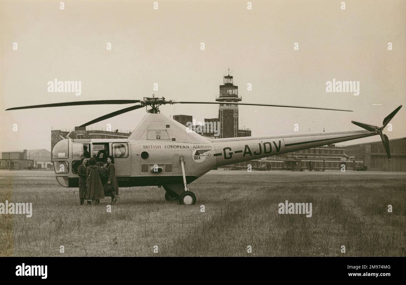 Westland Sikorsky S-51, G-AJOV, Sir Lamorak, of BEA at Speke Airport ...