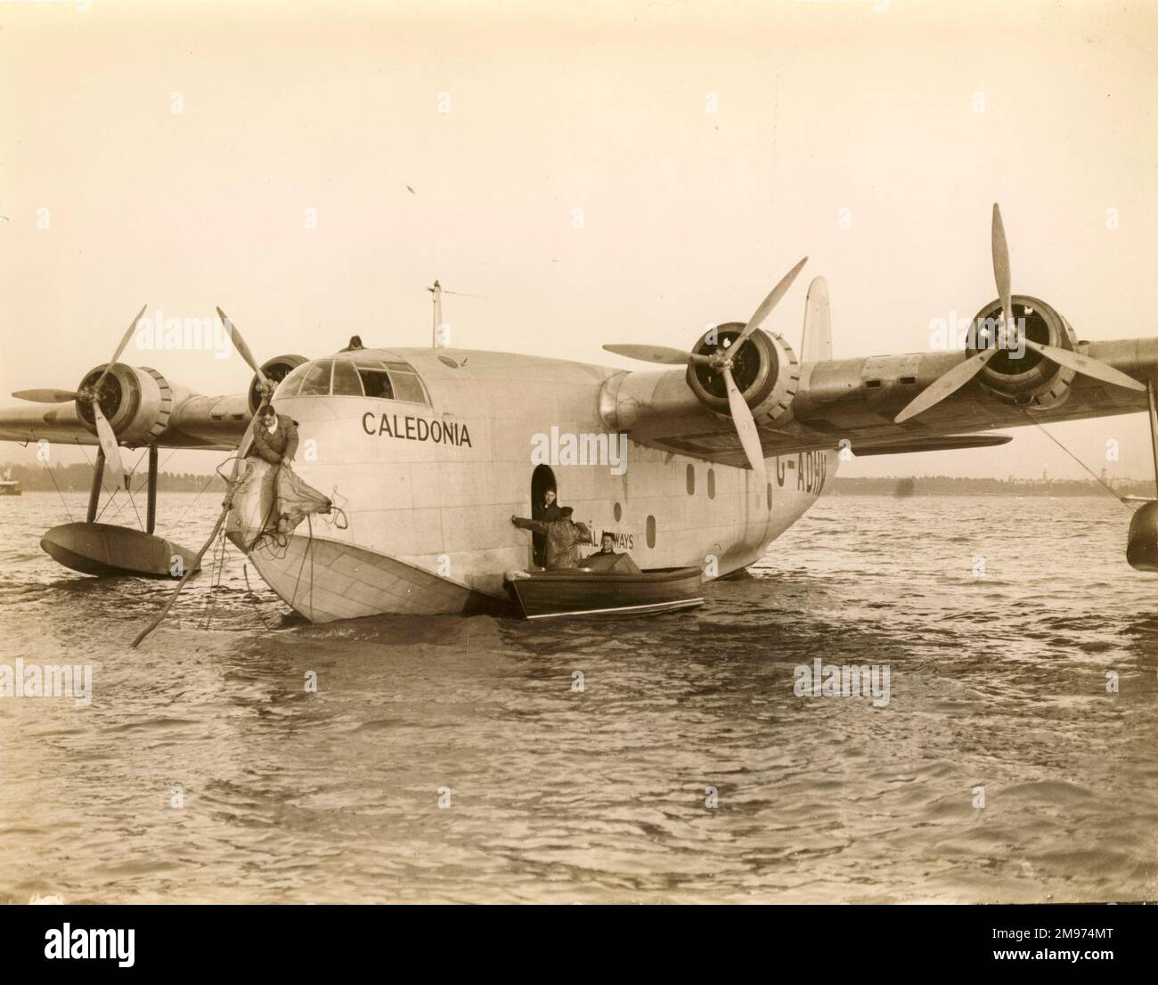 Short S23 Empire Flying Boat, G-ADHM, Caledonia, after its arrival at ...