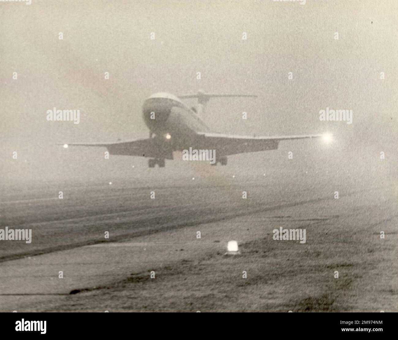 A Hawker Siddeley Trident lands automatically in low visibility ...