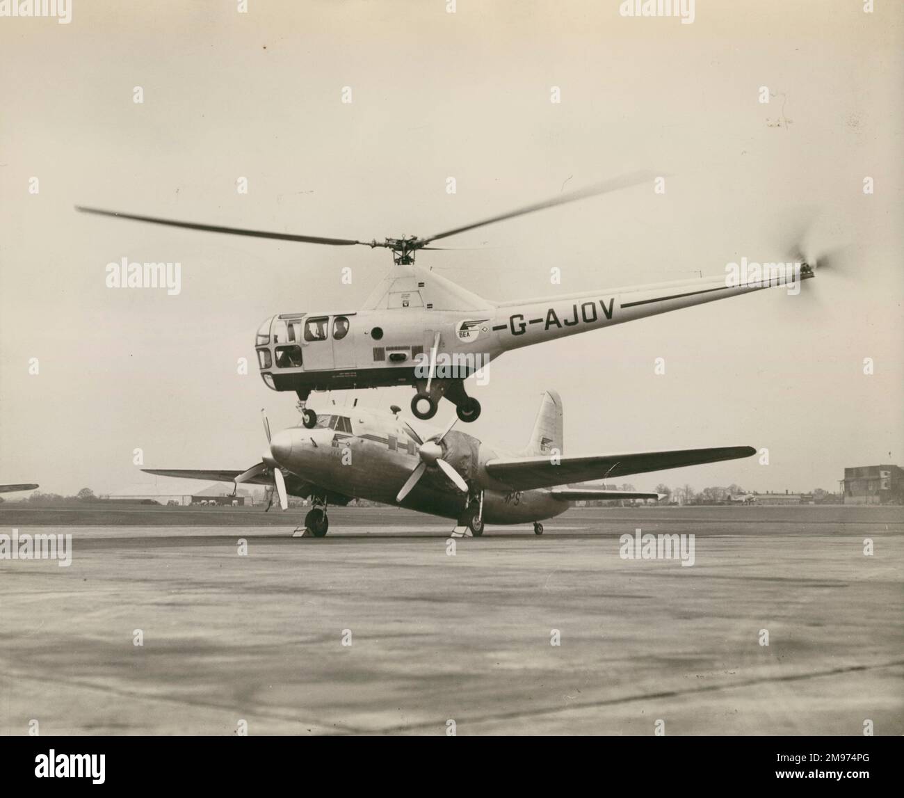 Westland Sikorsky S-51, G-AJOV, Sir Lamorak, of BEA taking off from ...