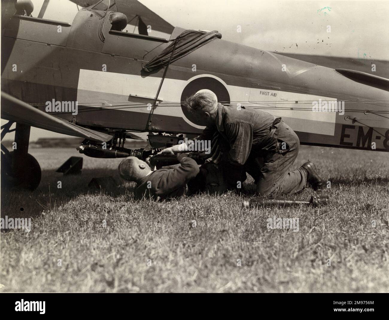 A de Havilland DH82A Tiger Moth is ‘bombed-up’ at Hatfield during anti ...