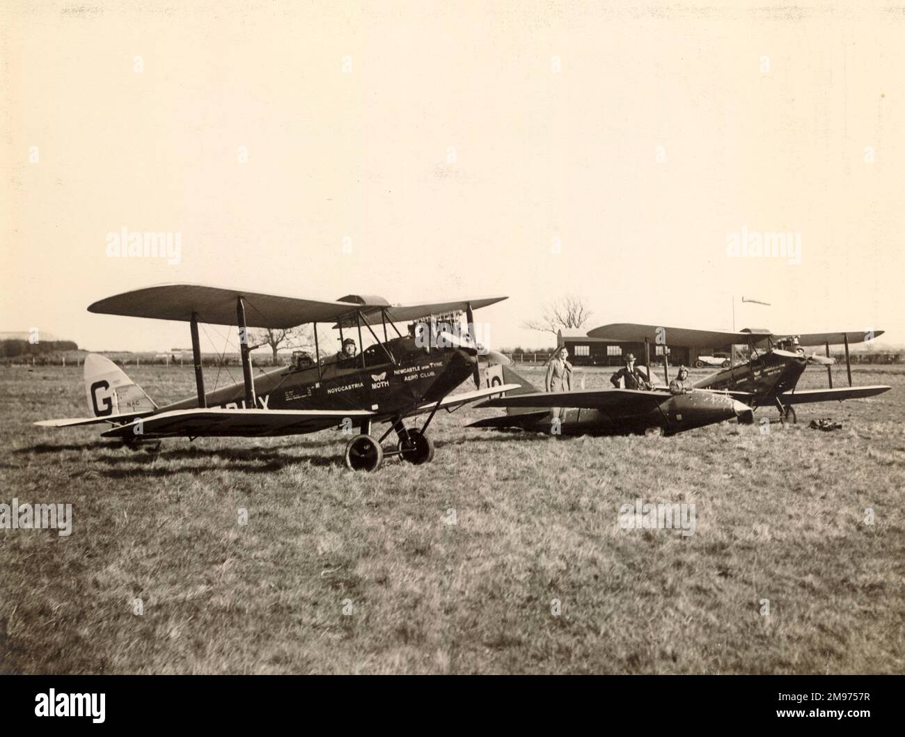 Two pre-production de Havilland DH60 Moth, including G-EBLX, of the ...