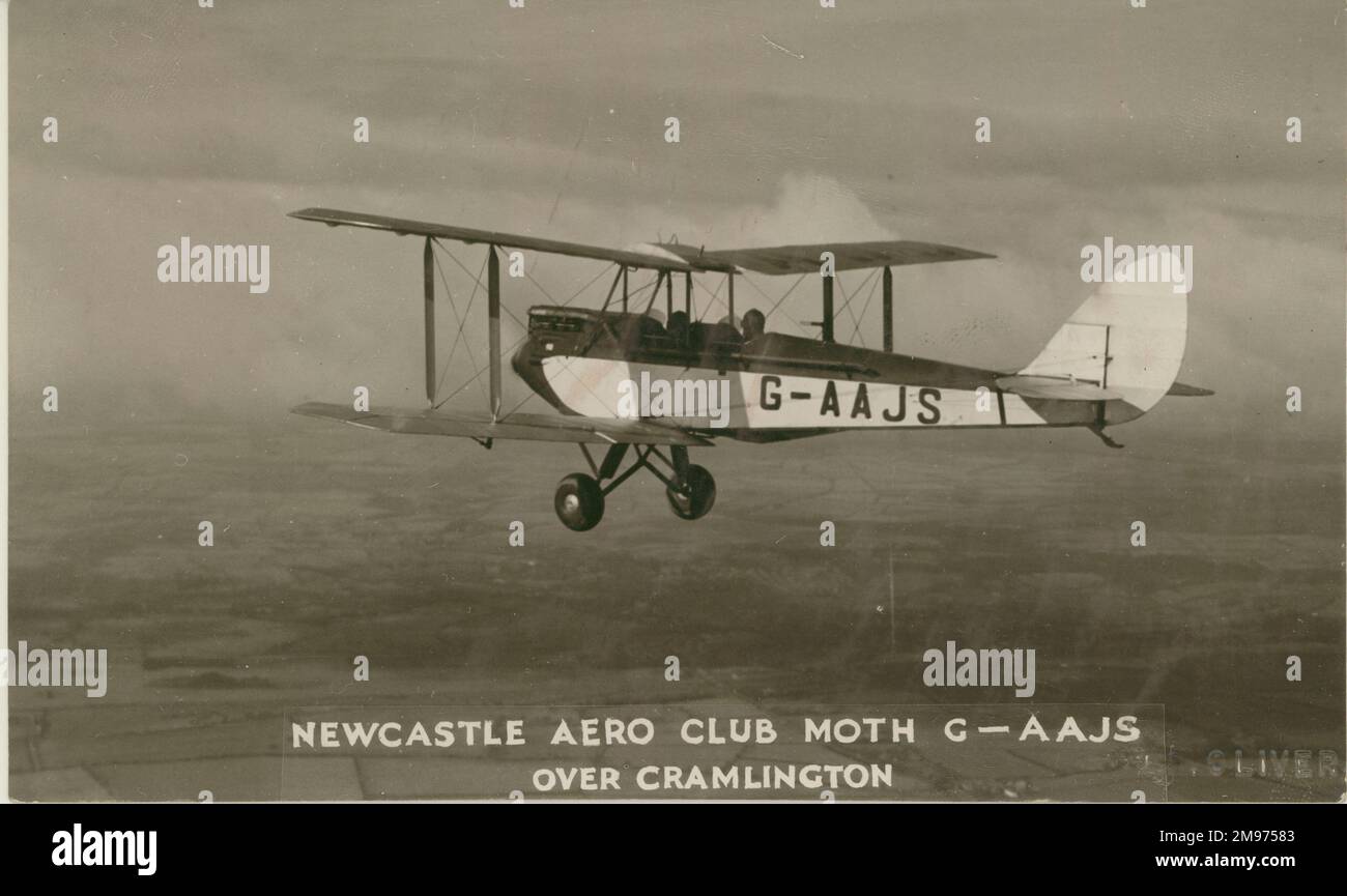 de Havilland DH60G Gipsy Moth, G-AAJS, of the Newcastle Aero Club over ...