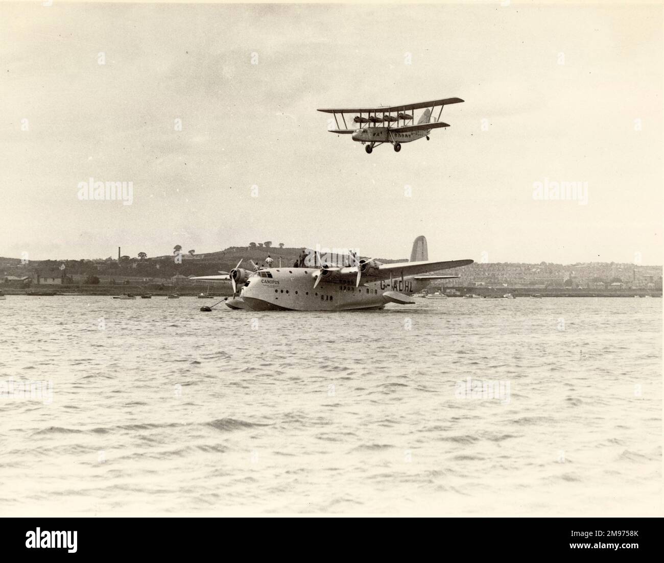 Short S23 Empire Flying Boat, G-ADHL, Canopus, is overflown by Short ...
