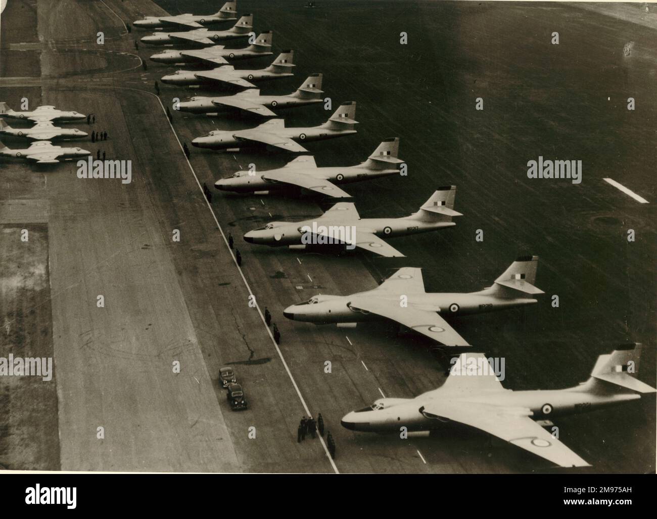 Ten Vickers Valiant B1s of No 138 Squadron seen on the ground prior to ...