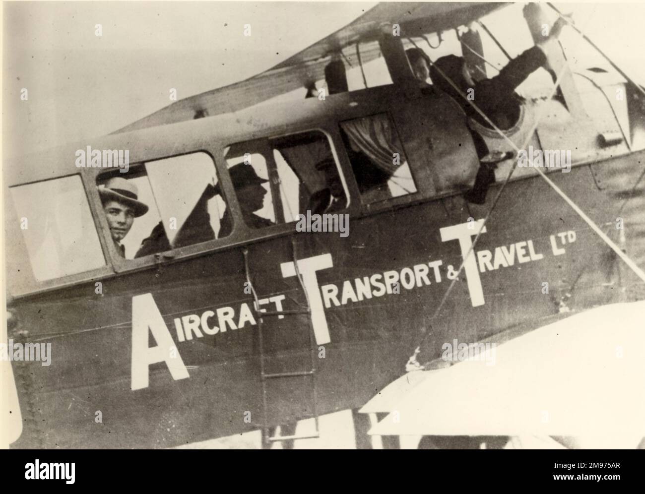Passengers aboard a de Havilland DH16 of Aircraft Transport & Travel ...