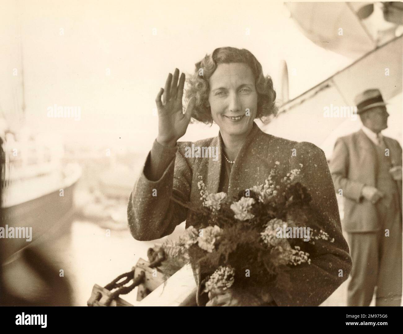 Beryl Markham, 1902-1986, on her arrival back in the UK aboard the ...