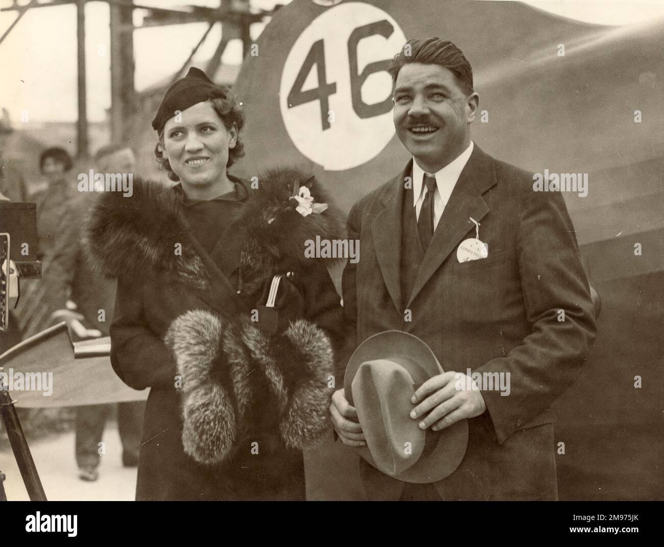 Jacqueline Cochran, 1906-1980, and Wesley Smith alongside their Gee Bee ...