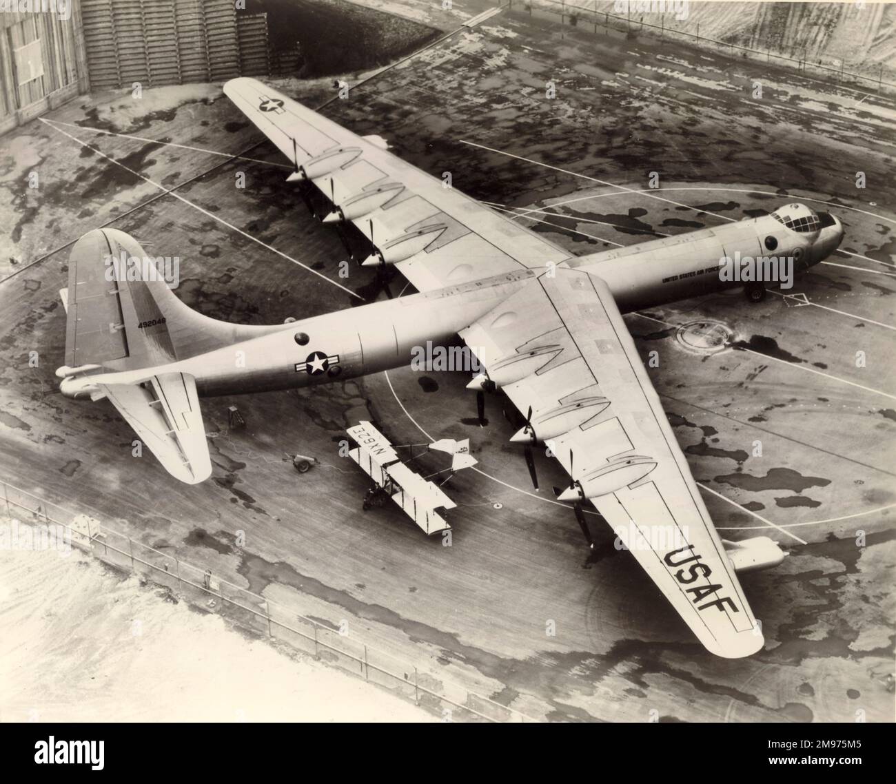 Convair B-36D and a Curtiss-type pusher biplane built in 1912 by W.D ...