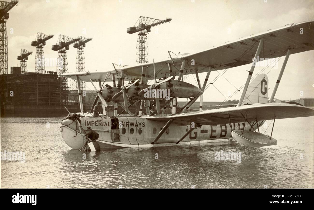 Short S8 Calcutta, G-EBVH, City of Athens, of Imperial Airways, moored ...