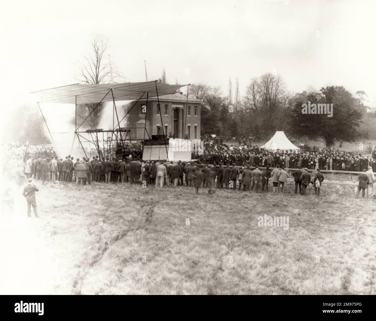 Demonstration of Hiram Maxim’s flying machine at Baldwyns Park, Kent, 3 ...