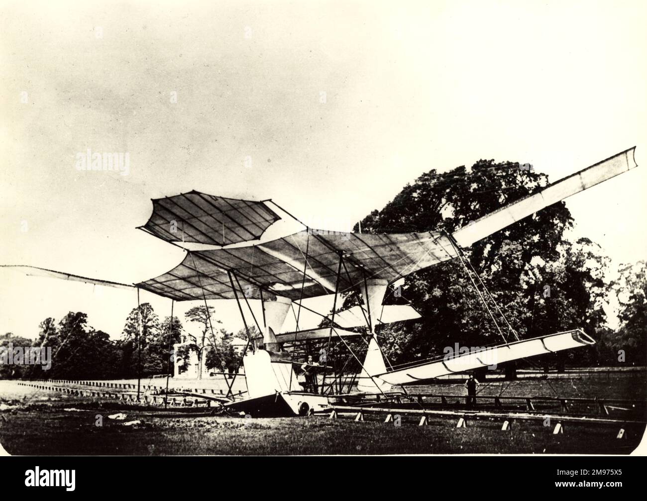 Maxim’s steam-driven biplane after the crash, 31 July 1894 Stock Photo ...