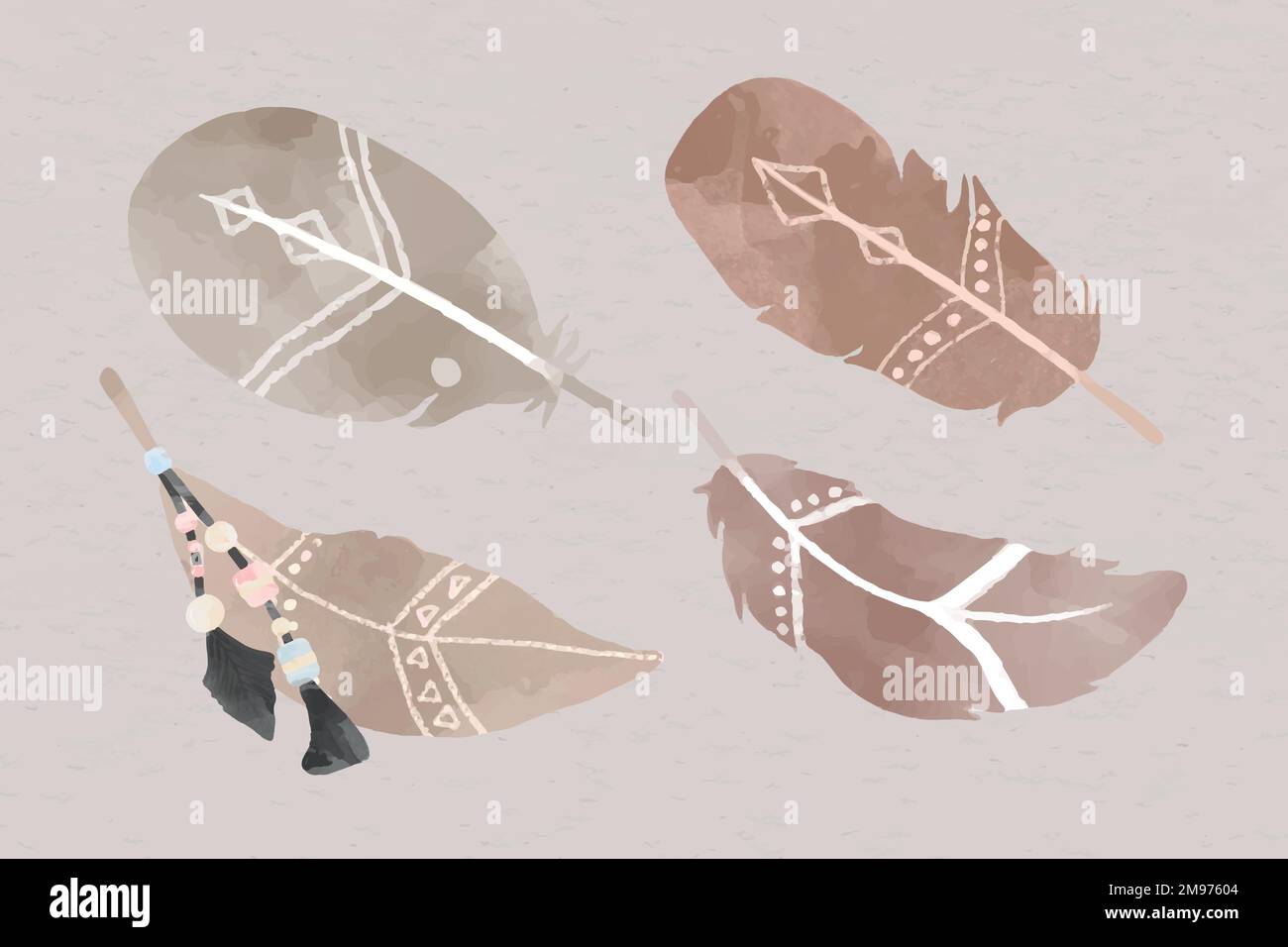 Earth tone Boho feather vector set Stock Vector Image & Art - Alamy