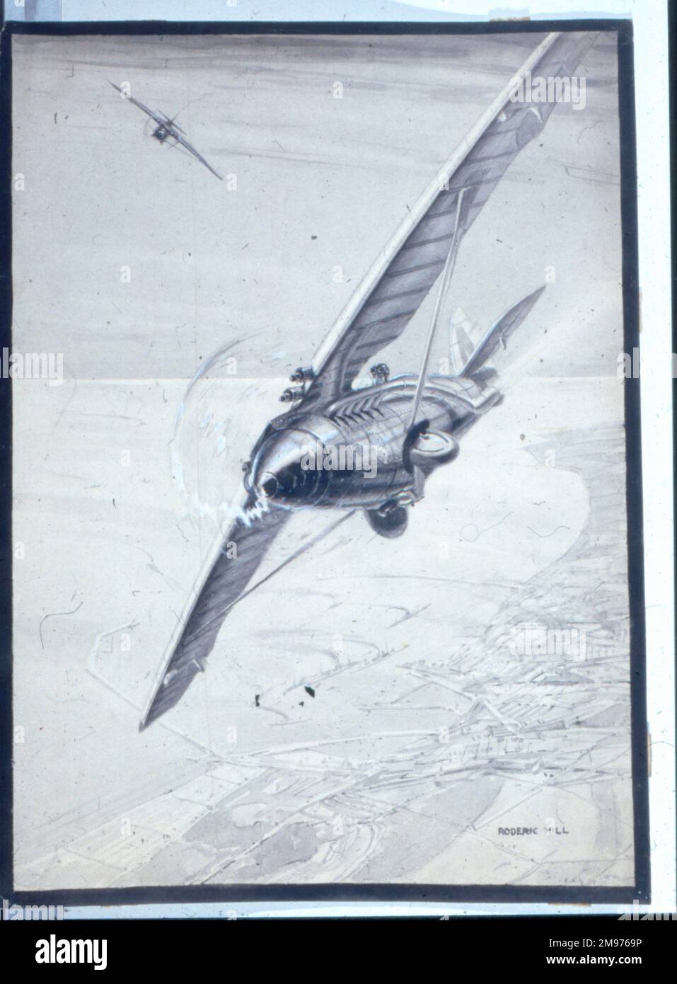 Aerial Policemen of the Near Future. Original fine pencil drawing (27 ...