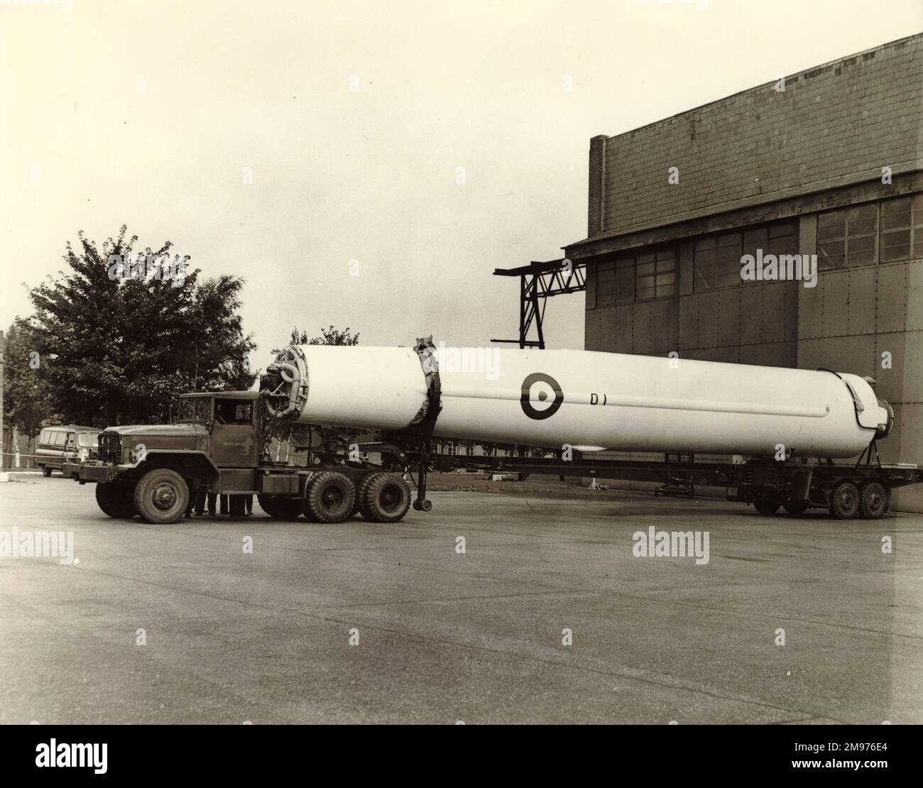The first Thor missile for the RAF at Feltwell, Norfolk, on 19 ...