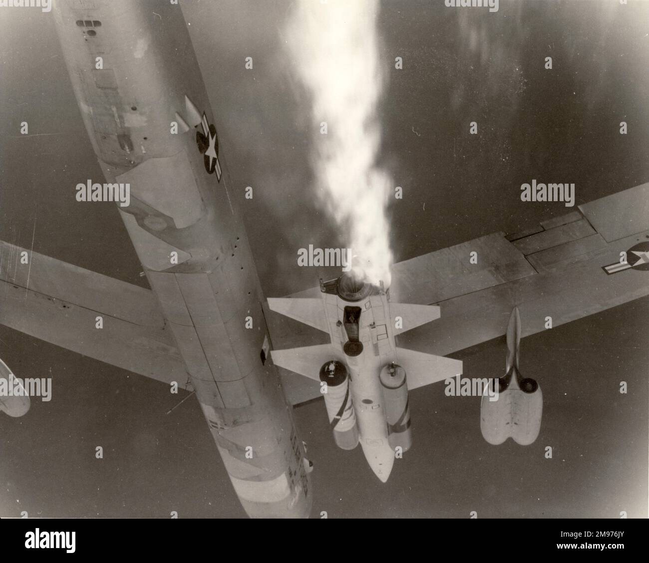 Boeing B-52B mothership carrying a North American X-15 with the dummy ...