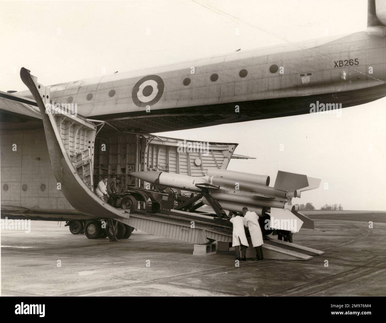 Bristol Bloodhound surface-to-air missile is loaded into Blackburn ...