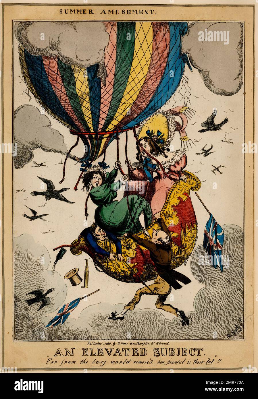 An Elevated Subject (1830) [Caricature depicting an accident to a ...