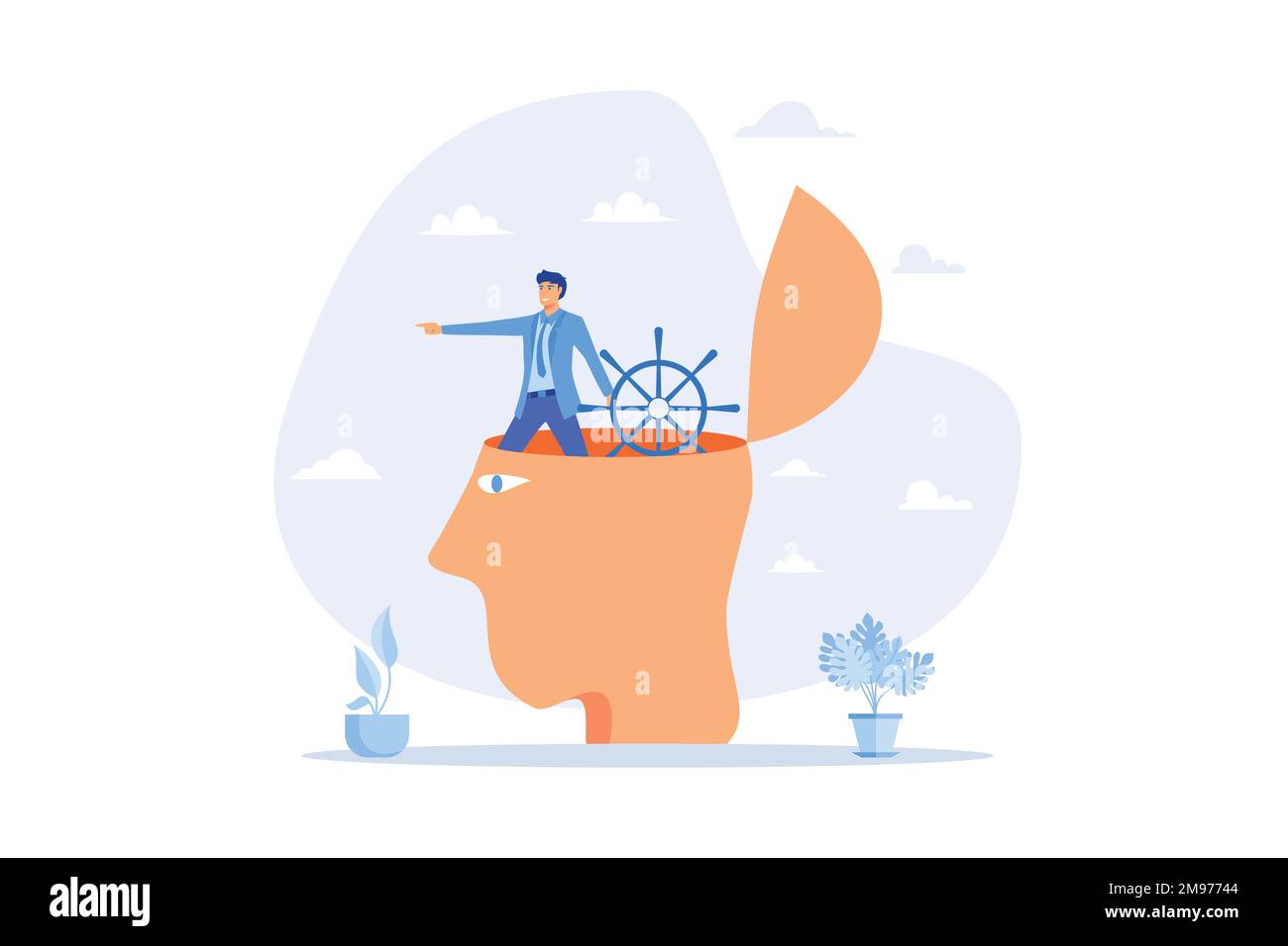 Self control or leadership thinking for business decision or guidance ...