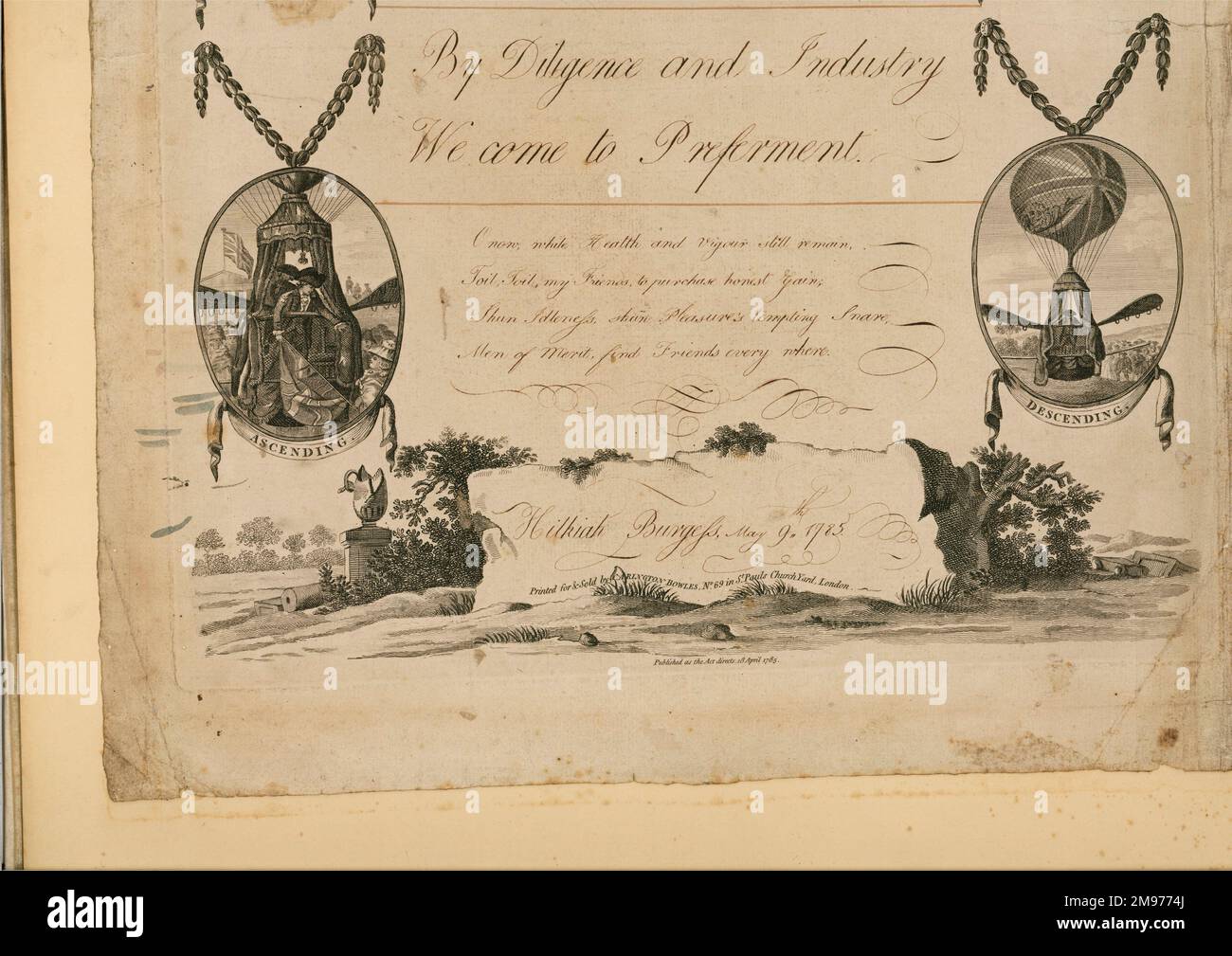Lunardi’s new balloon. 1785. [C.F.A. Pierce Collection]. Bottom half ...