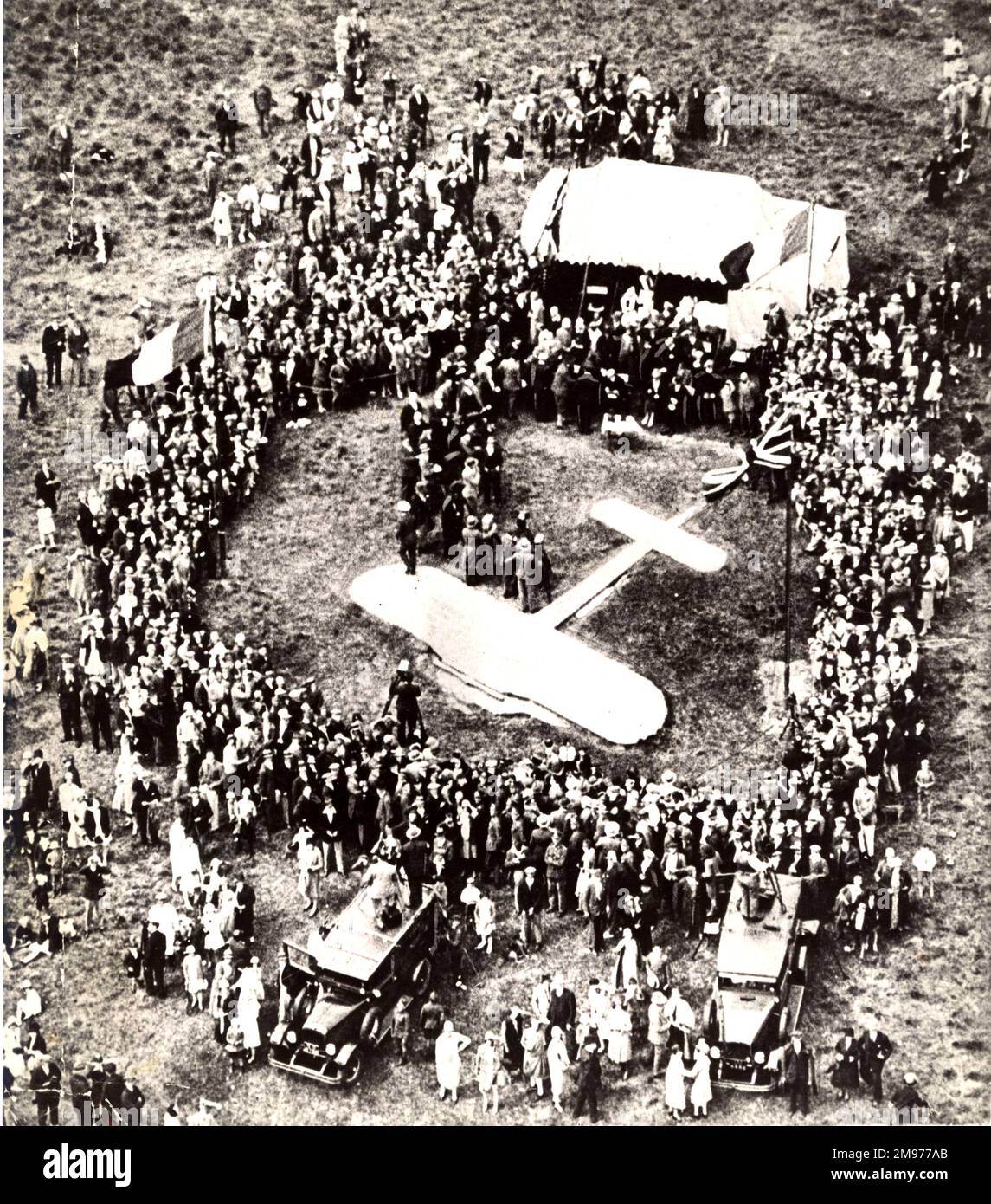 The Blériot monument at Dover during a 20th anniversary celebration of ...