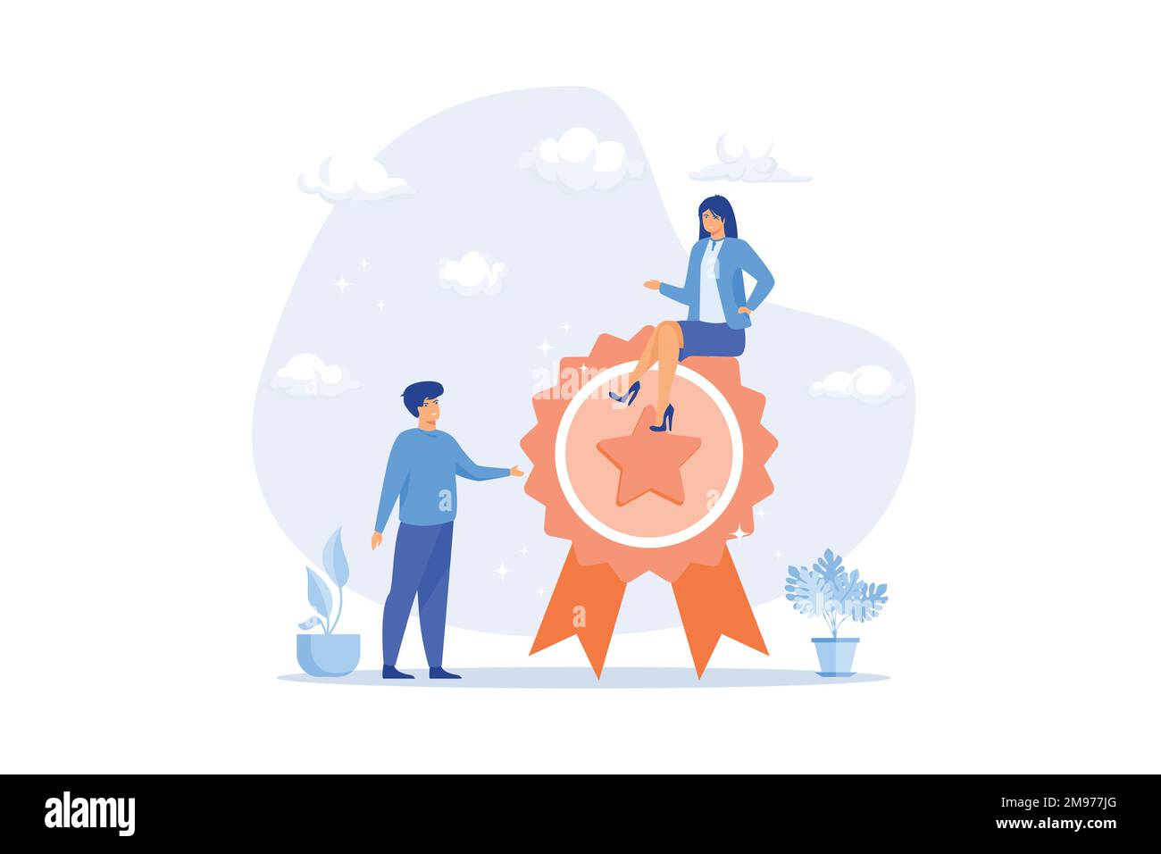 Professional or expert who success and win award, best office employee ...