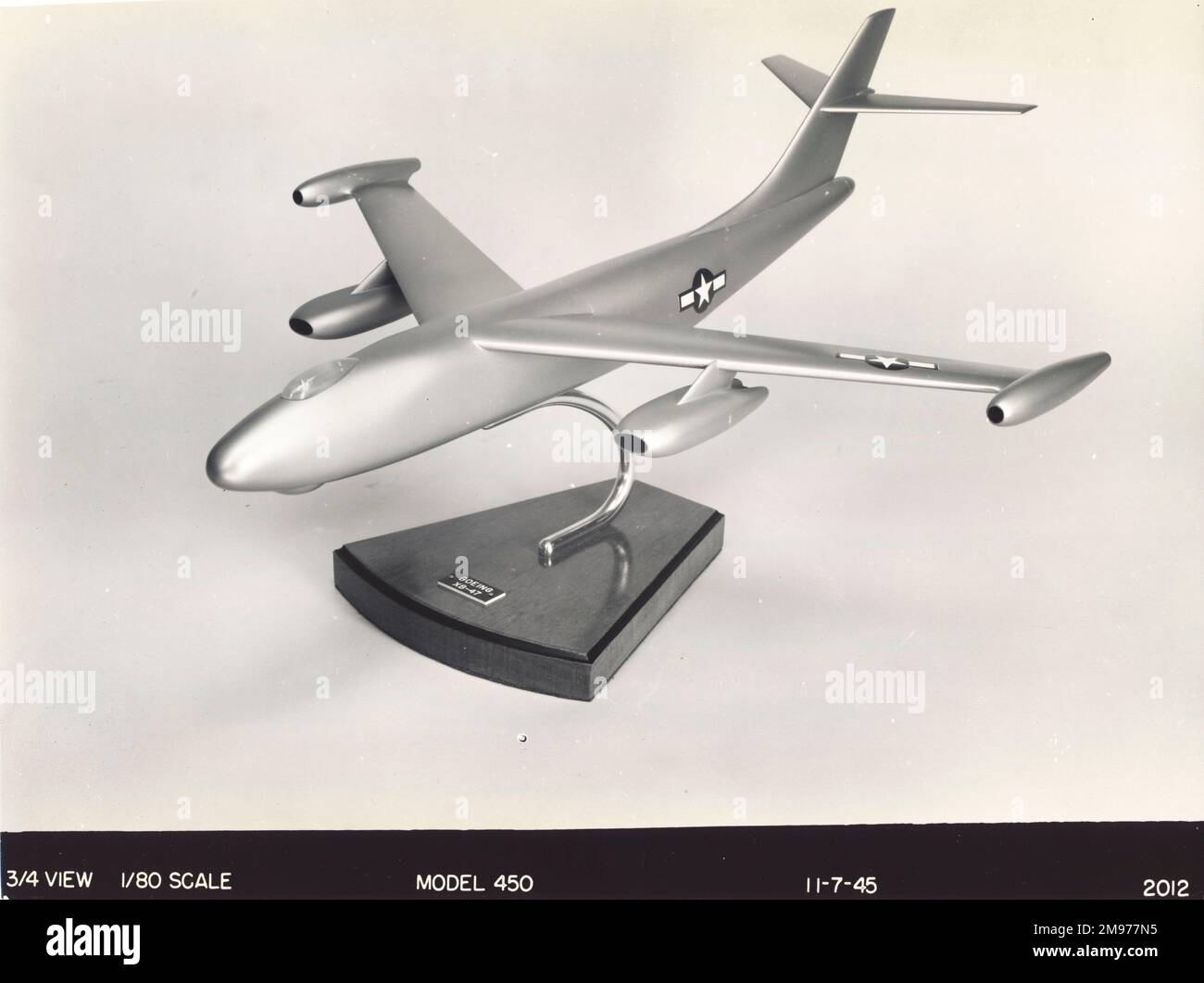 A model of the Model 450 or Boeing XB-47 dated 7 November 1945 Stock ...