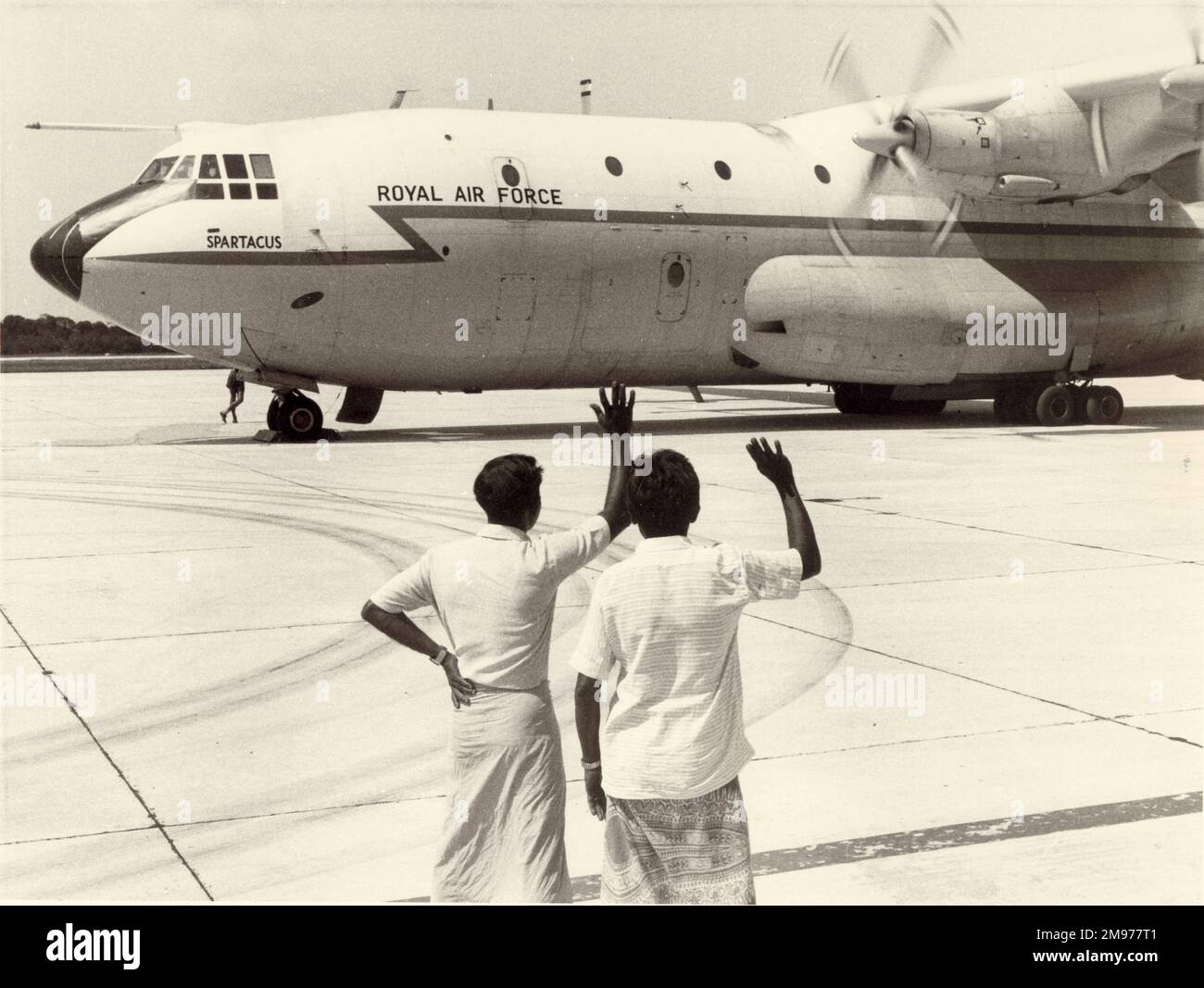 Maldivians wave goodbye for the last time as a RAF Short SC-5 Belfast ...