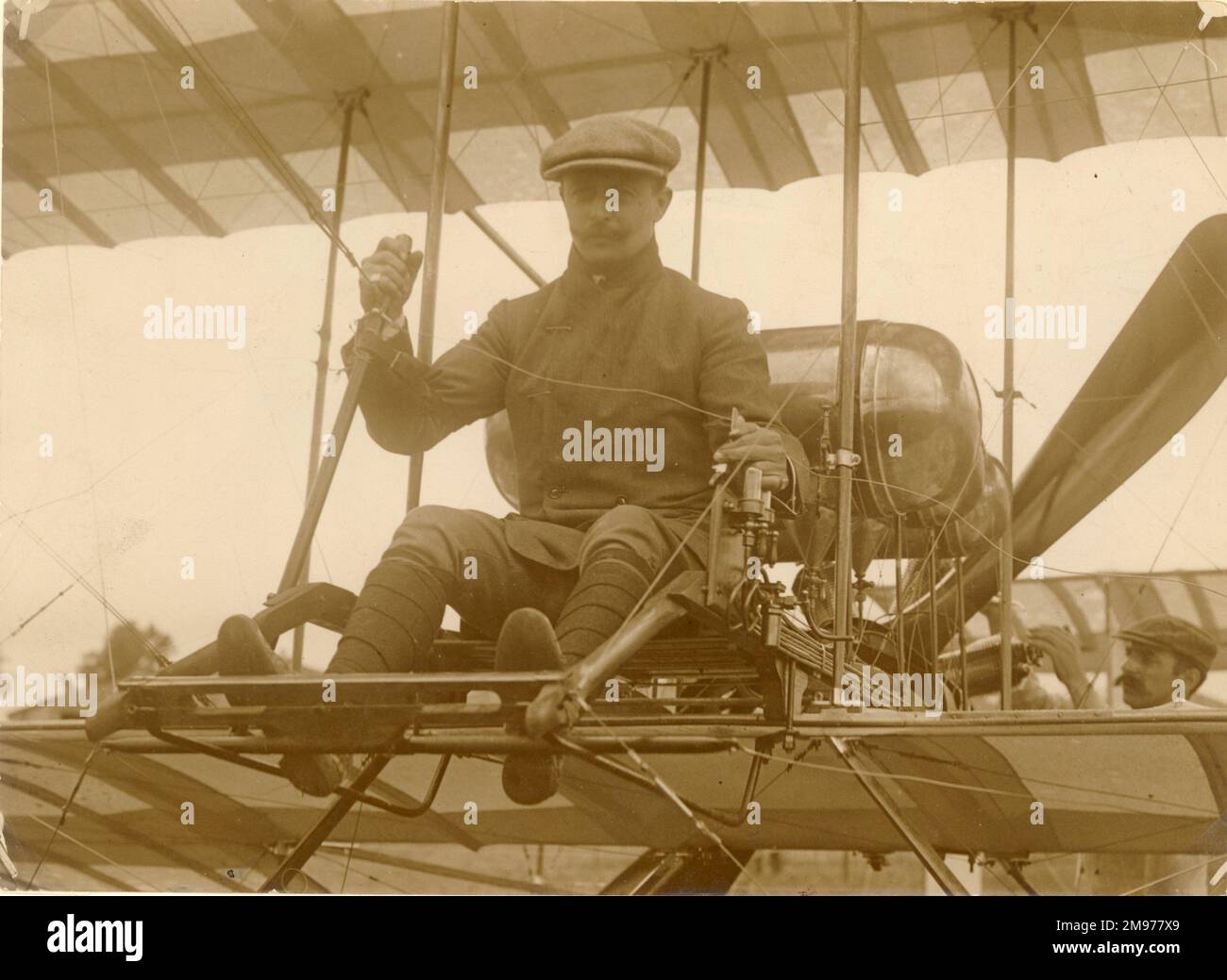 Van den Born on his Farman Biplane at the Reims Aviation Meeting Stock ...
