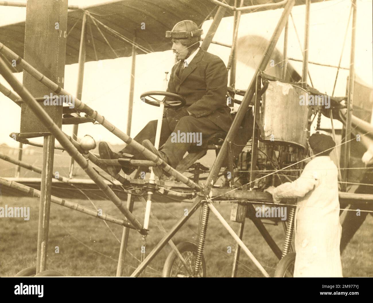 Samuel Franklin Cody, 1862-1913, in his circuit of Britain Biplane in ...