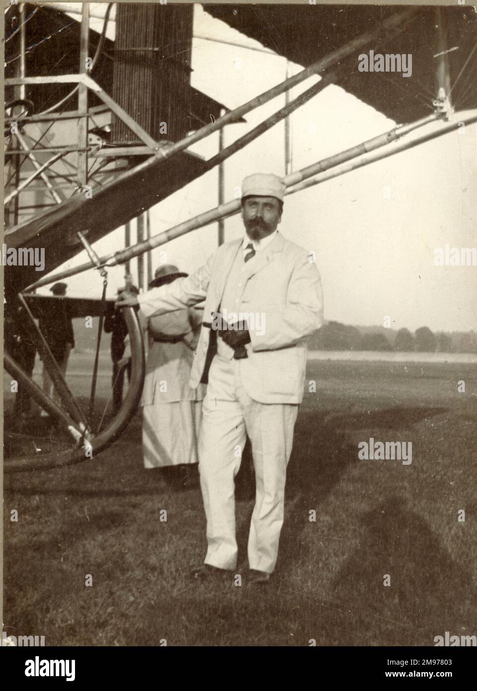 Samuel Franklin Cody, 1862-1913, in front of his hydro-biplane fitted ...