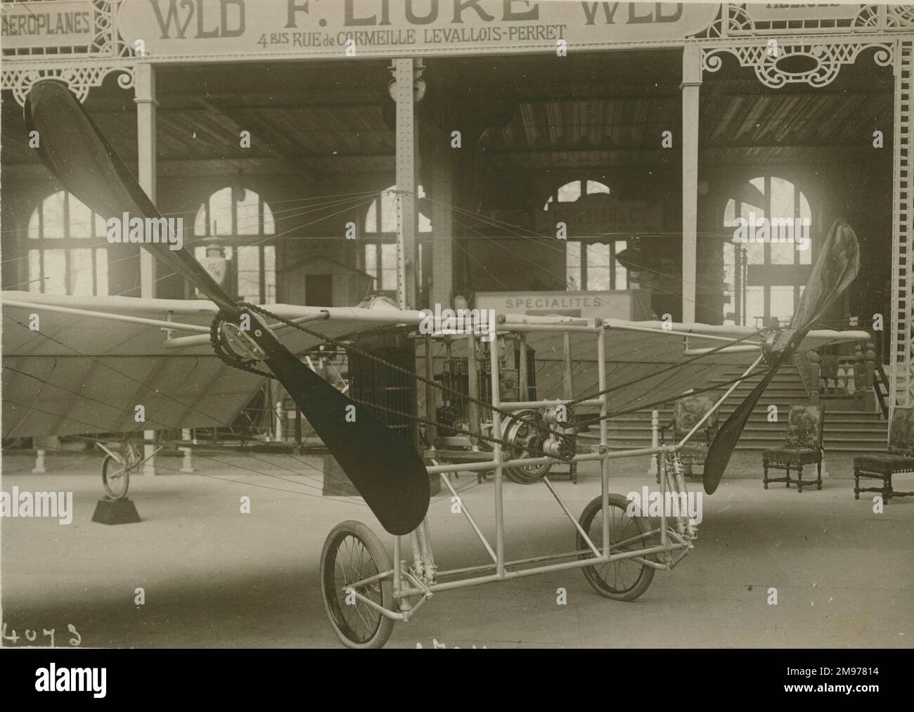 Lioré aeroplane fitted with a 50hp Buchet engine at the Salon ...