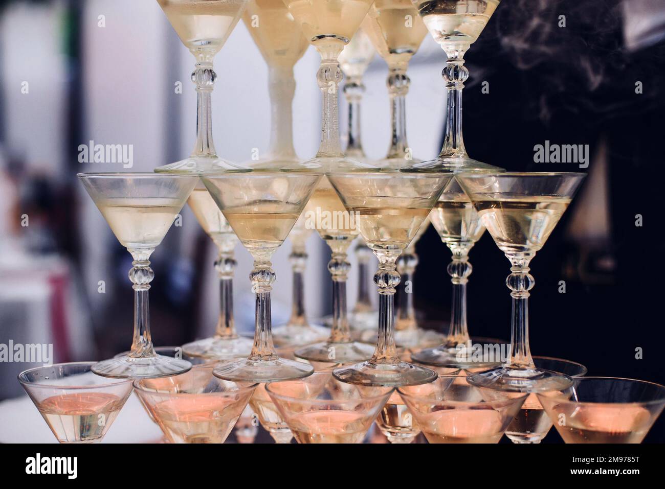 Glass champagne tower alcohol hi-res stock photography and images - Alamy