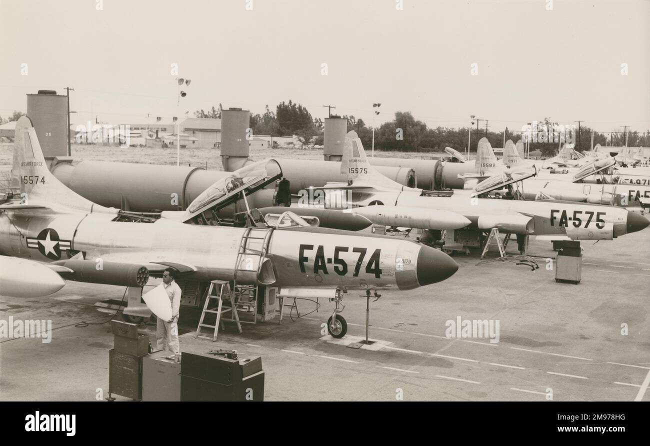 A line-up of Lockheed F-94C-1-LO Starfires, including 51-5574 and Stock ...