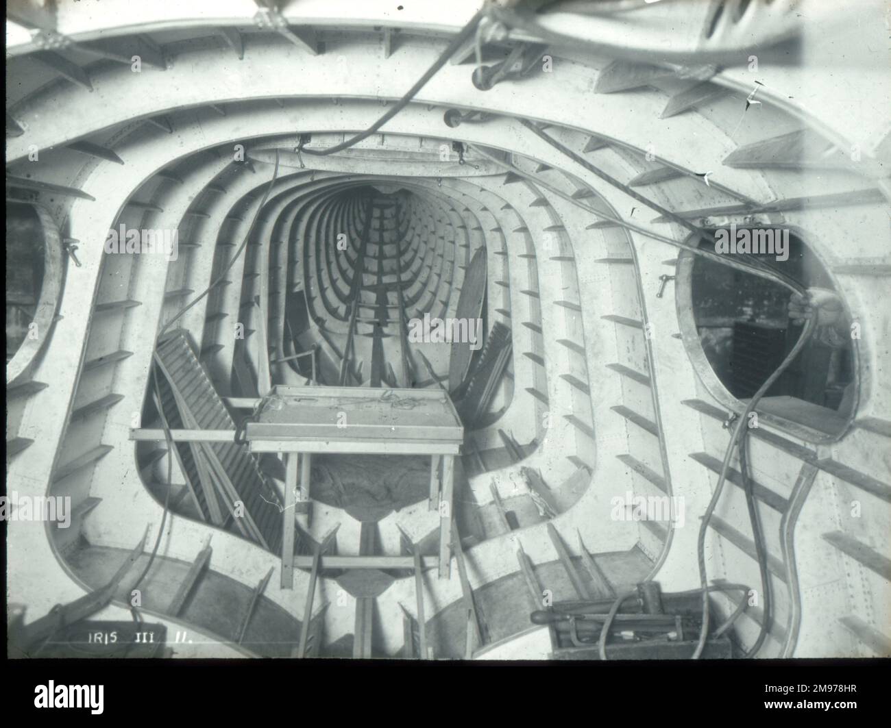 Inside the Blackburn Iris fuselage during construction Stock Photo - Alamy