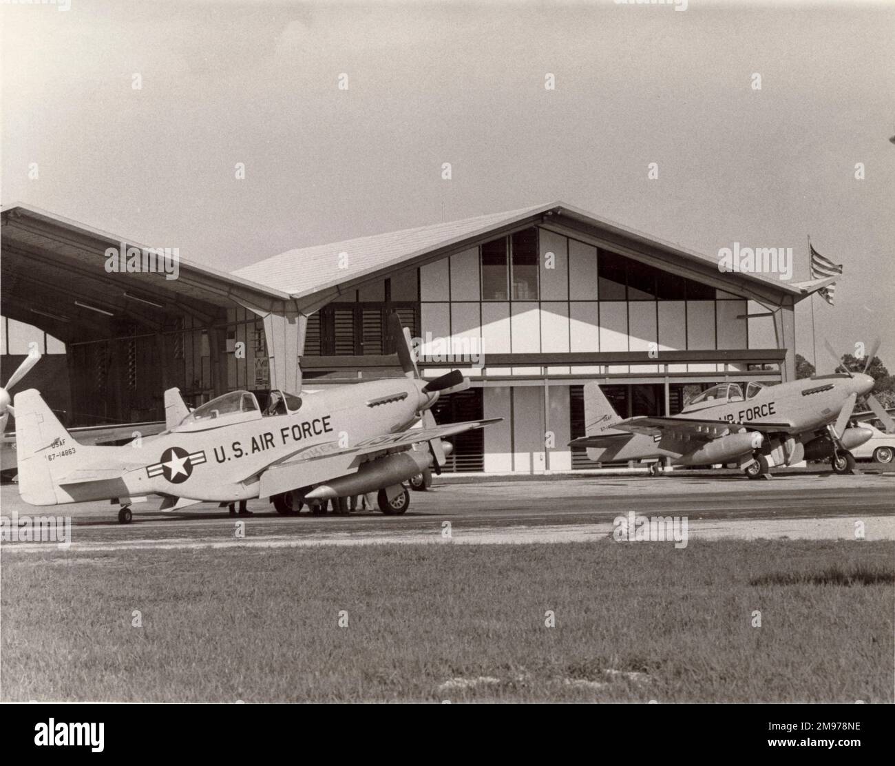 Two USAF Cavalier Mustangs, including 67-14863, outside Cavalier ...