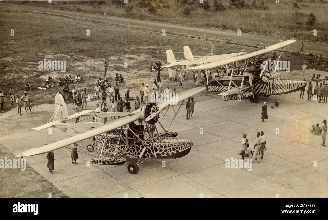 Martin Johnson’s two aircraft at Kimberley on the flight from Cape Town ...