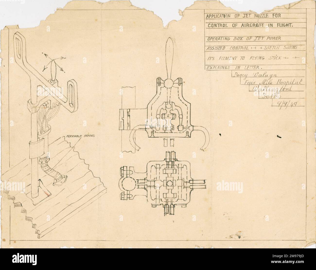 A 1949 jet deflection vectored-thrust propulsion concept by Percy ...