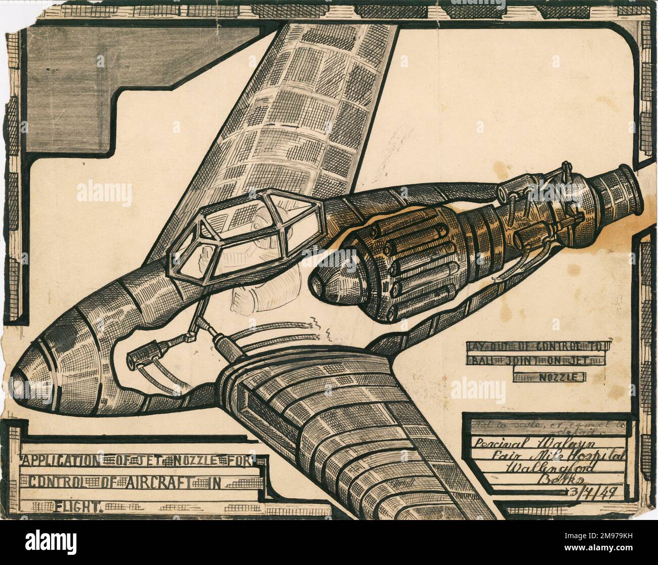 A 1949 jet deflection vectored-thrust propulsion concept by Percy ...