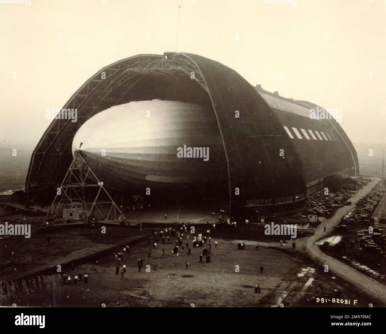 The US Navy airship ZRS-4 Akron emerging from its hangar for its first ...