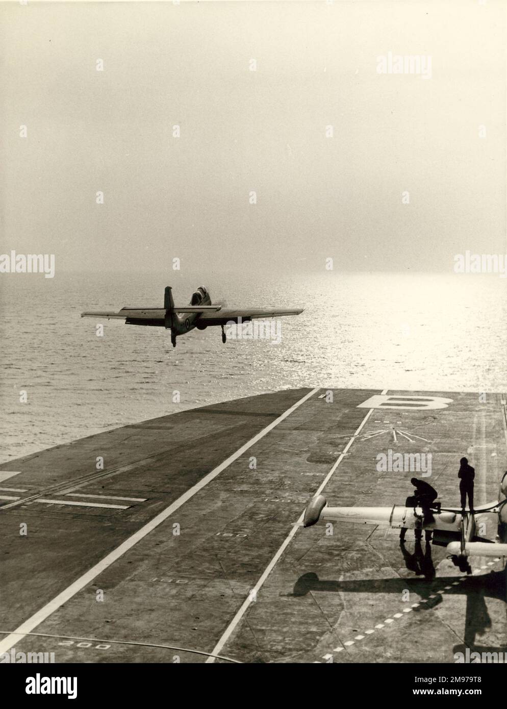 Short SB6 Seamew over the deck of an aircraft carrier Stock Photo - Alamy